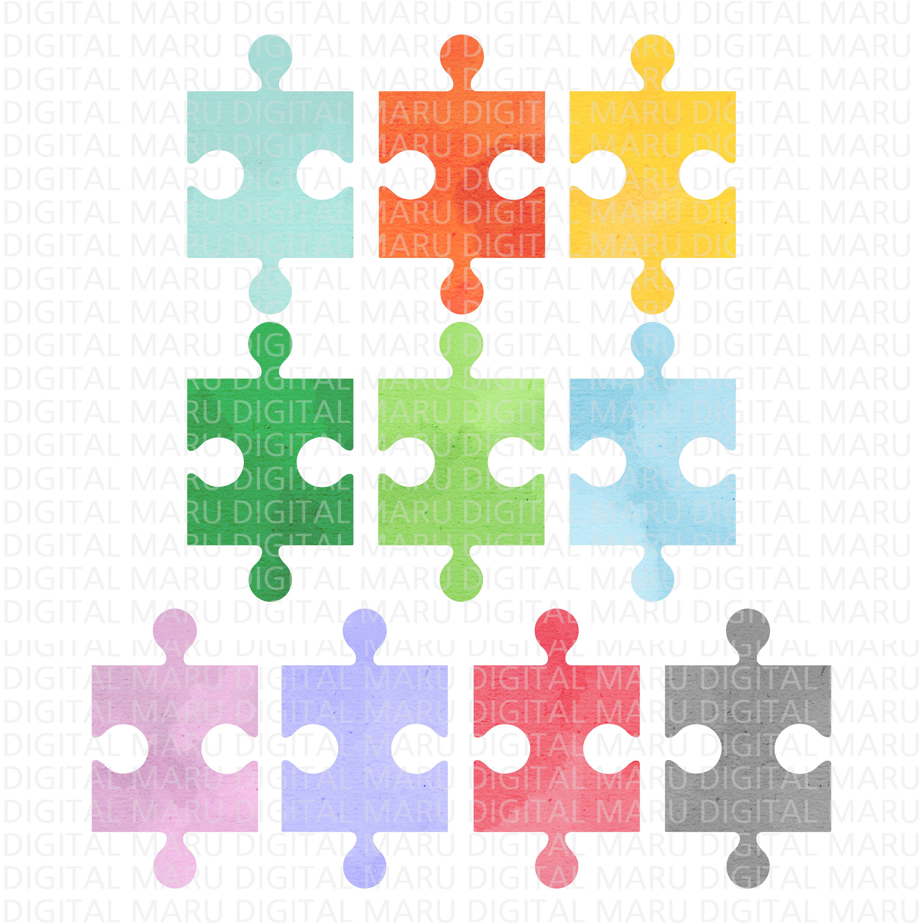 Watercolor Puzzle Clipart / 20 Colors Puzzle / Kid's Toys / Rainbow ...