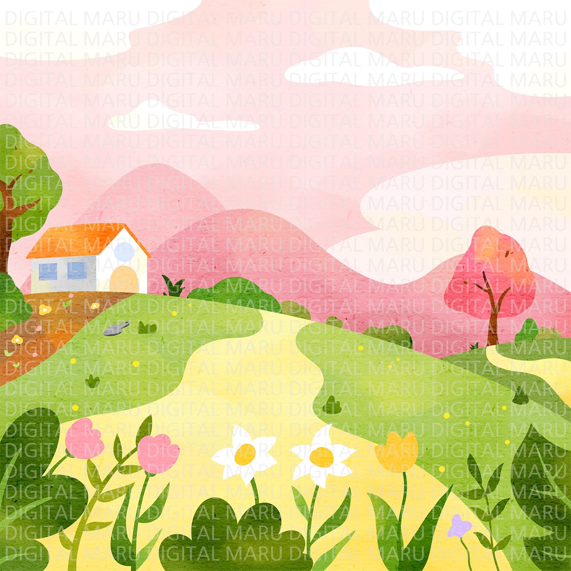 Watercolor Spring Clipart / Spring Garden Clipart / Environment ...
