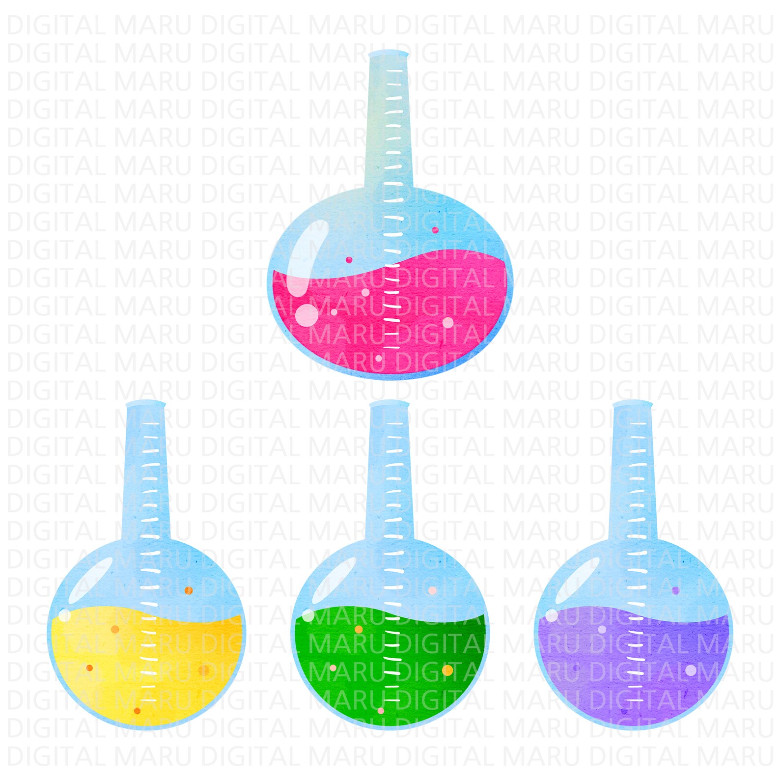 Watercolor Beakers Clipart / Science Clipart Download / Science / Lab ...