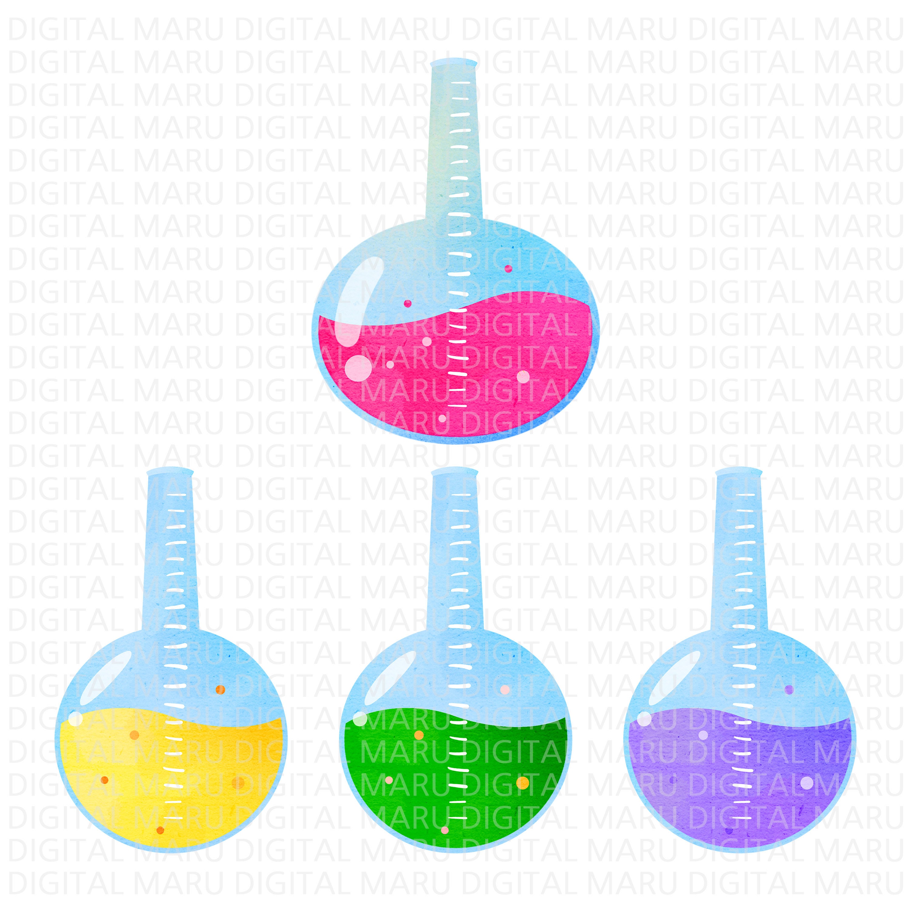 Watercolor Beakers Clipart / Science Clipart Download / Science / Lab ...
