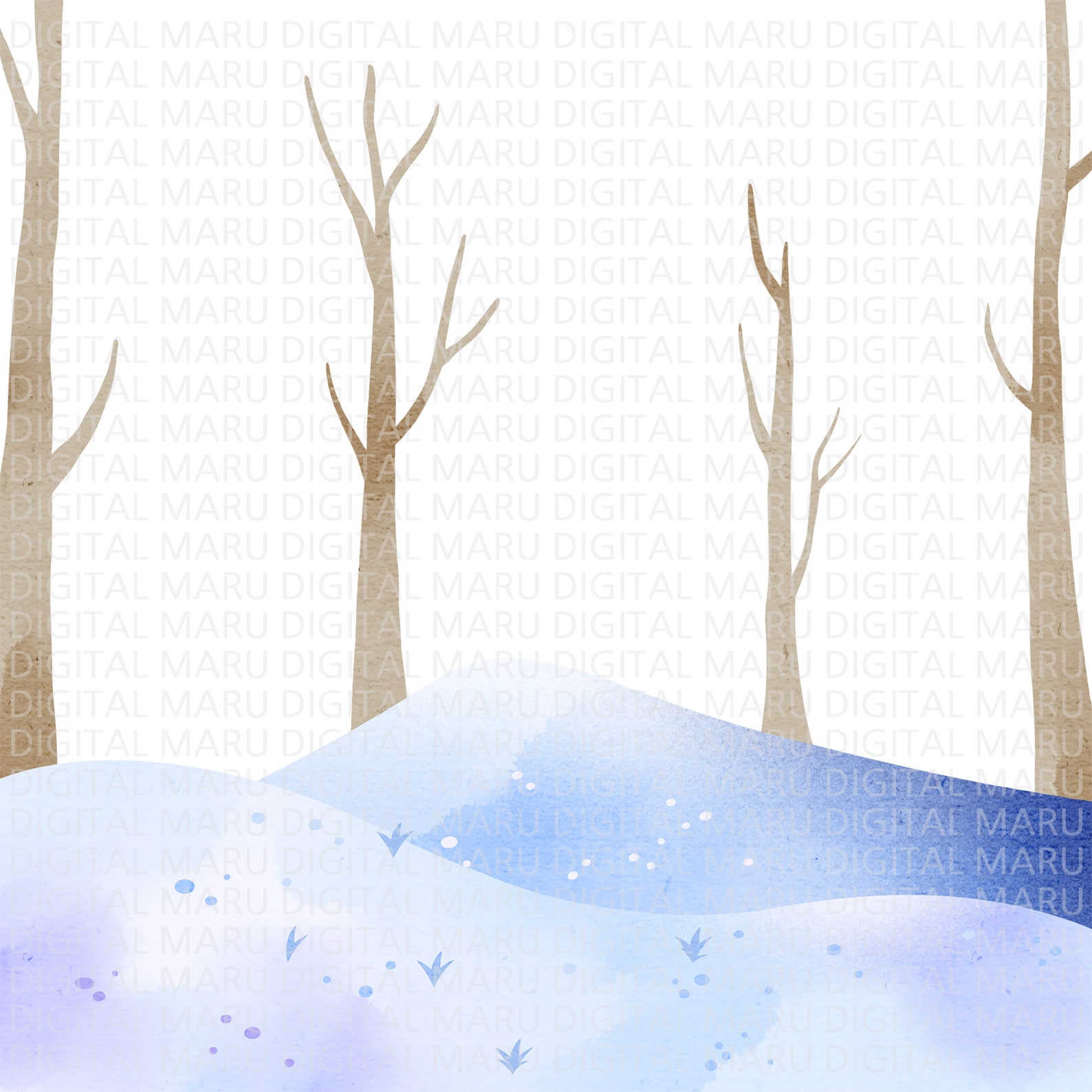 Watercolor Winter Forest Clipart / Winter Background / Pine Tree ...