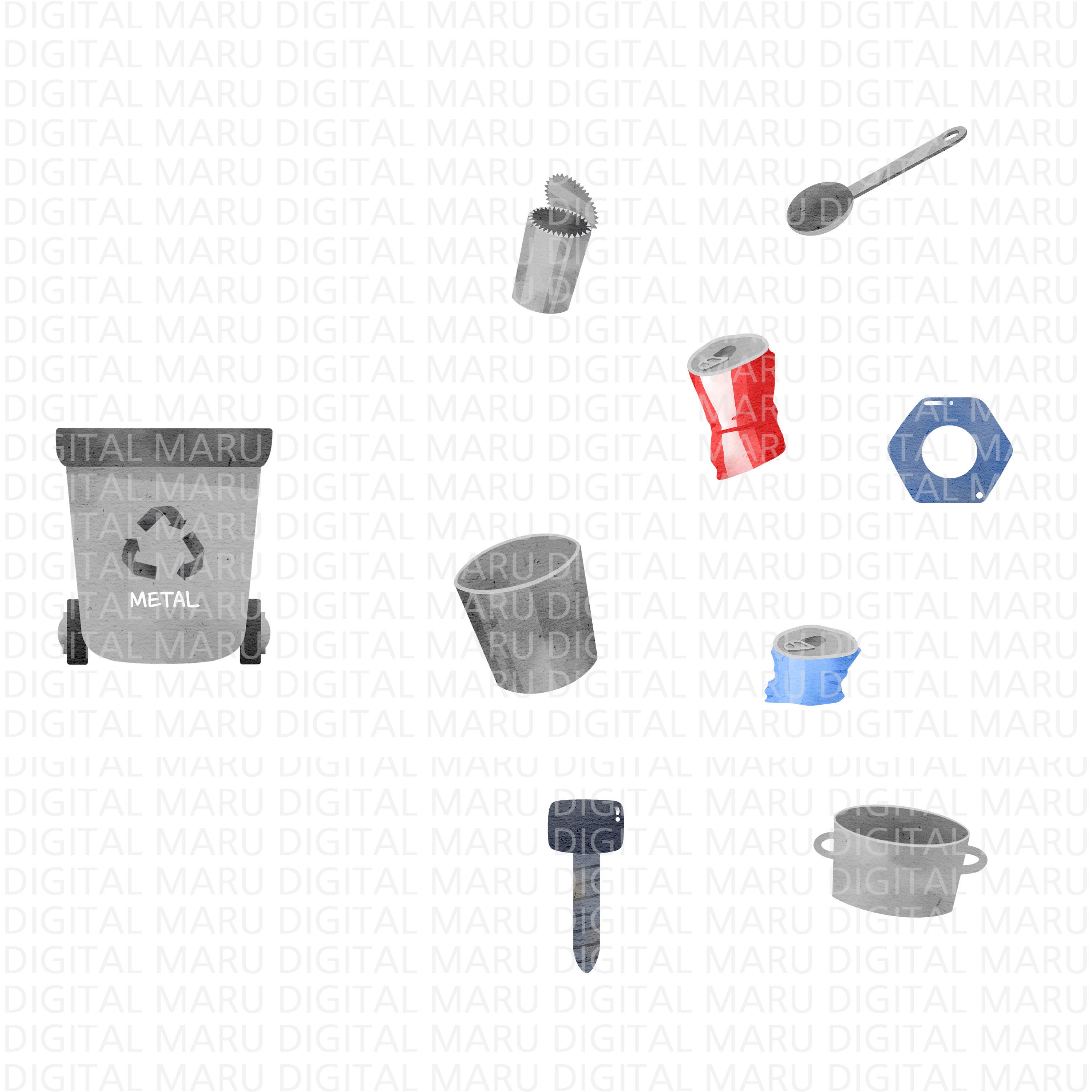 Watercolor Recycle Clipart / Recycling Trash Clipart / Recycling Guide ...