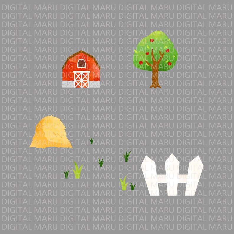 Watercolor Farm Animals Clipart / Farm / Barn / Farmyard Animals / Pig ...