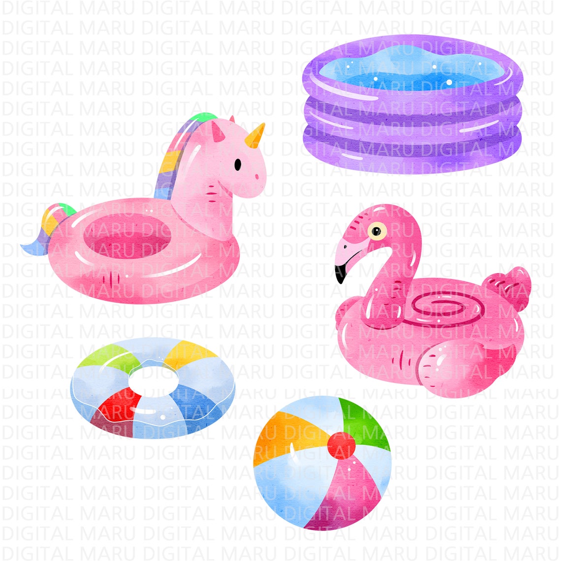 Watercolor Pool Party Clipart / Summer Clipart / Pool Clipart / Party ...