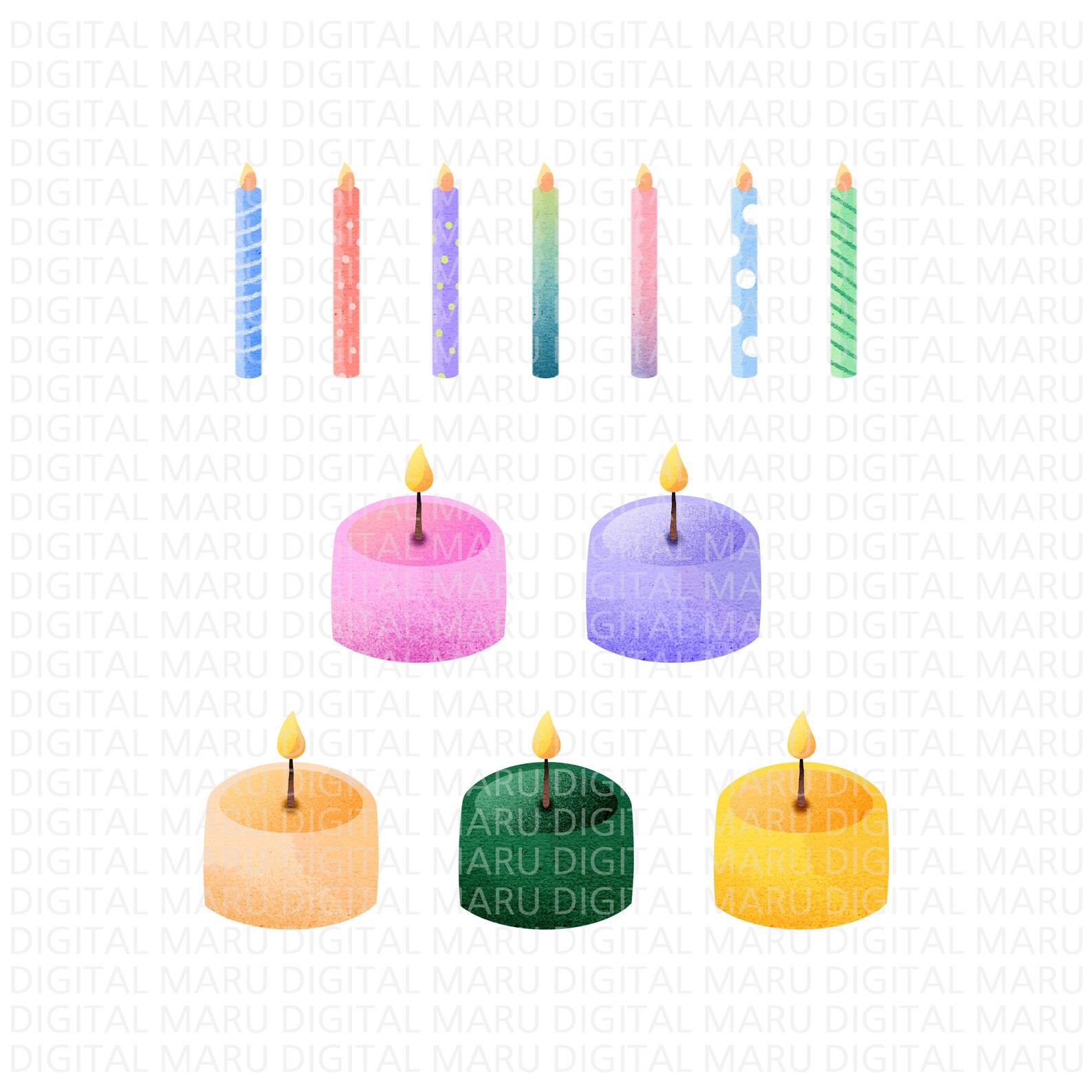 Watercolor Candles Clipart / Watercolor Scented Candles Download ...