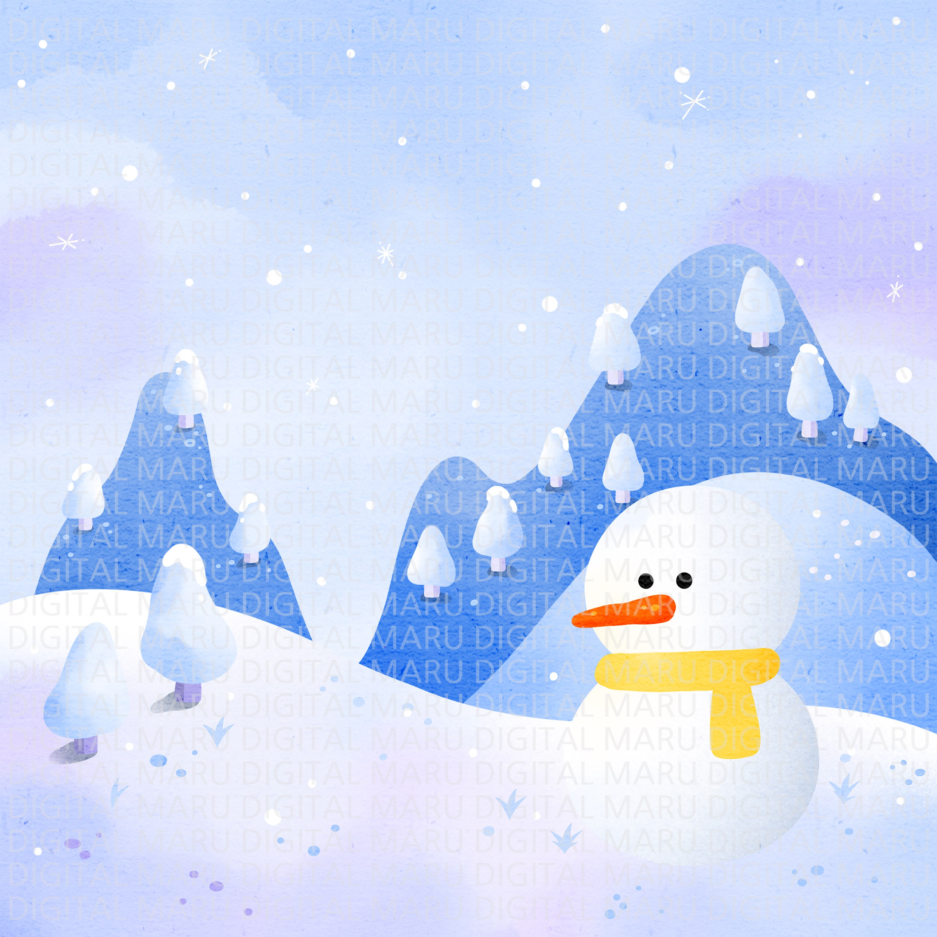 Watercolor Snowdrift Clipart / Snowy Hills Clipart Clipart / Winter ...