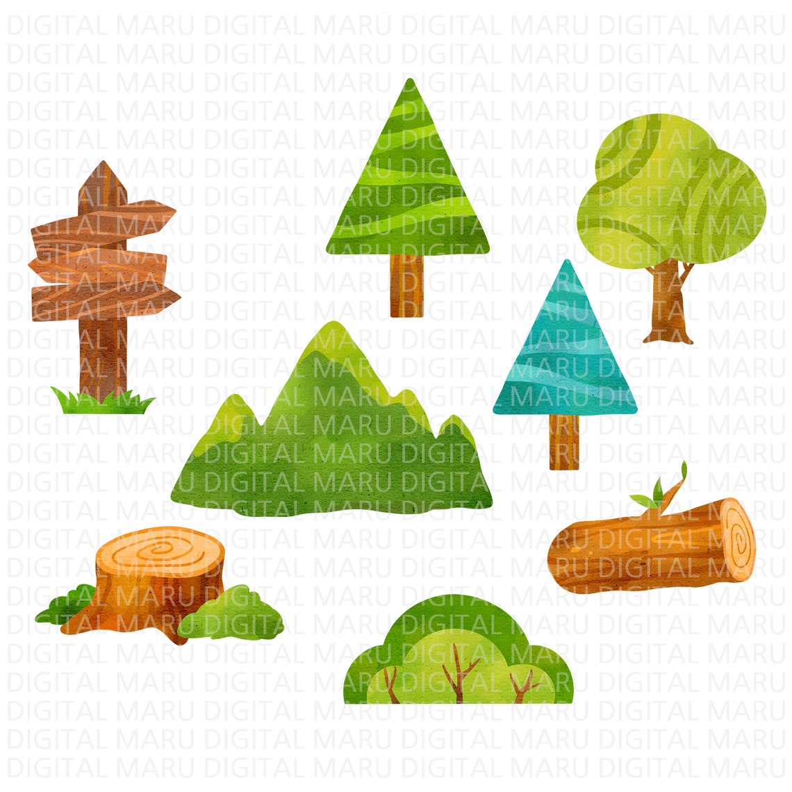 Watercolor Camping Clipart / Camping Clip Art / Travel Clipart ...