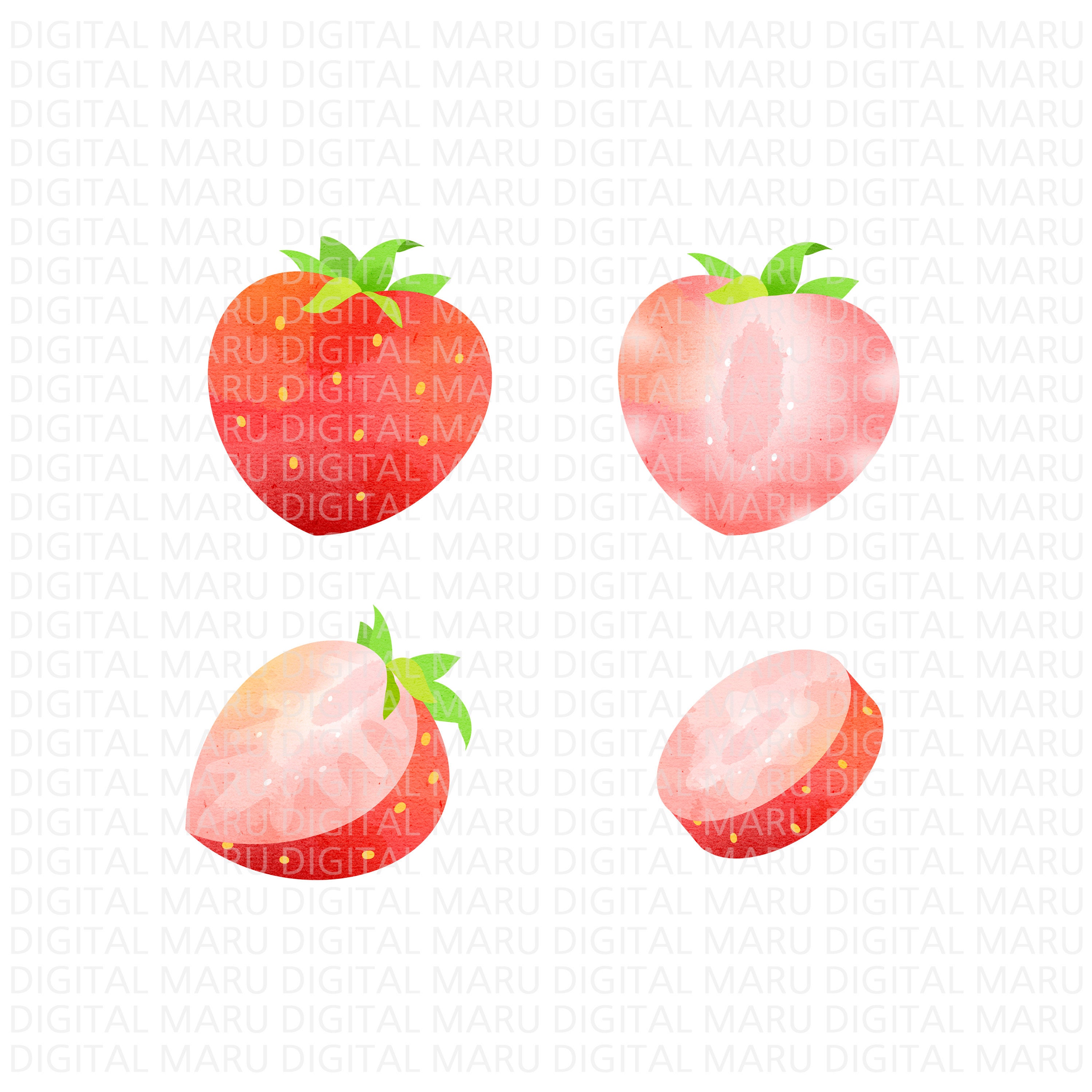 Watercolor Strawberry Clipart / Strawberry Frames Clipart / - Etsy