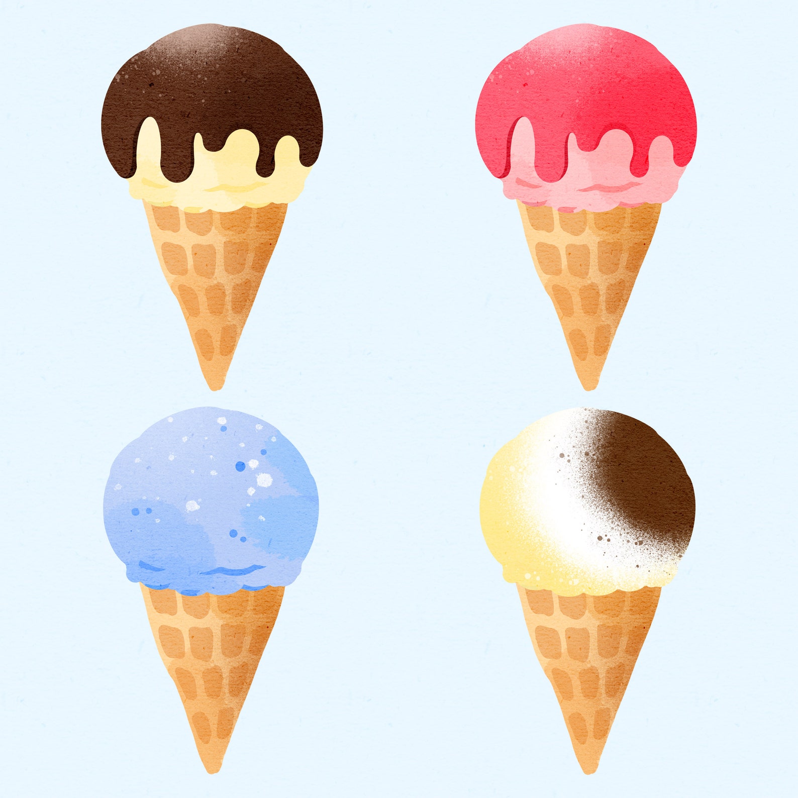 Aquarell Eis Eis Clipart / Dessert Download / Instant Download - Etsy ...