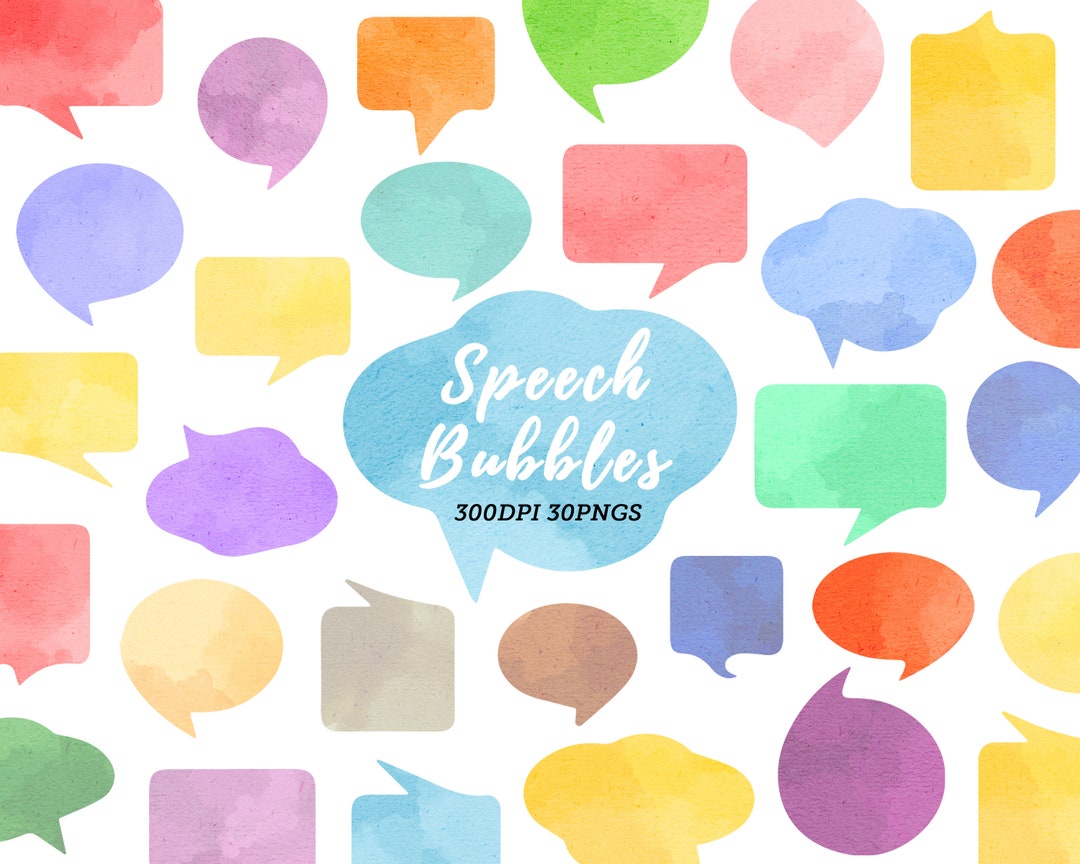 Watercolor Speech Bubbles / Speech Bubble Download / Speech Clip Art ...