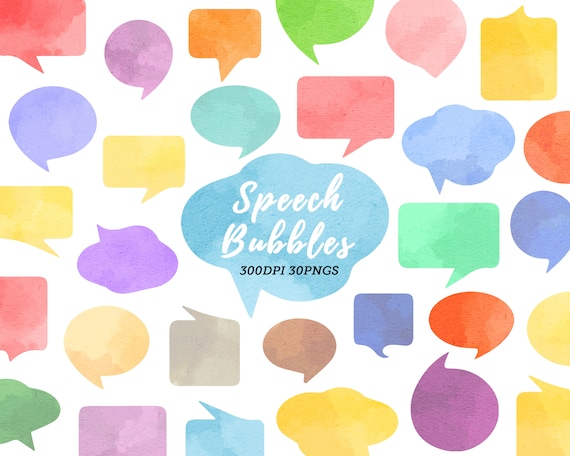 Watercolor Speech Bubbles / Speech Bubble Download / Speech | Etsy