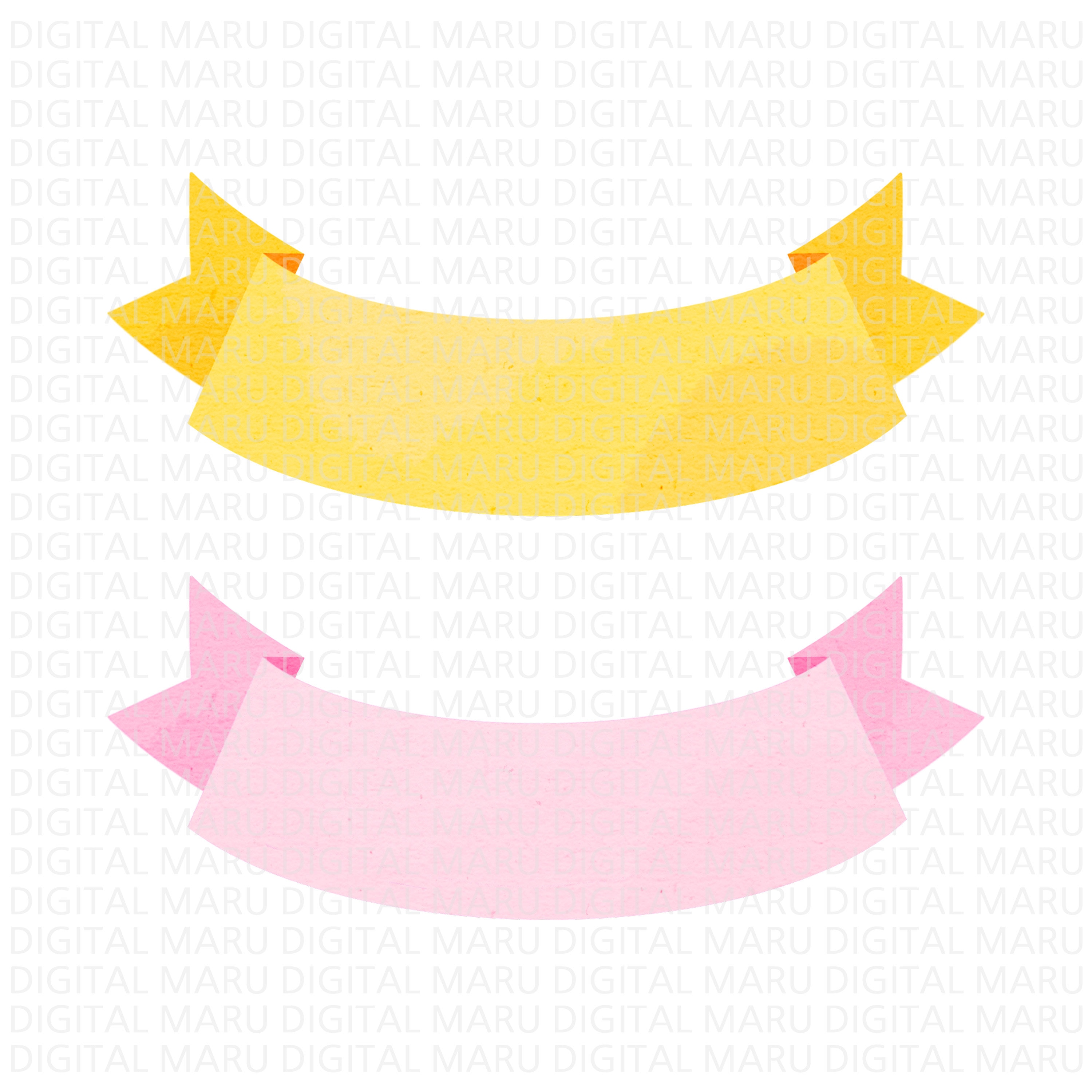 Watercolor Banners Clipart / Rainbow Ribbon Banners / Watercolor Cloth ...