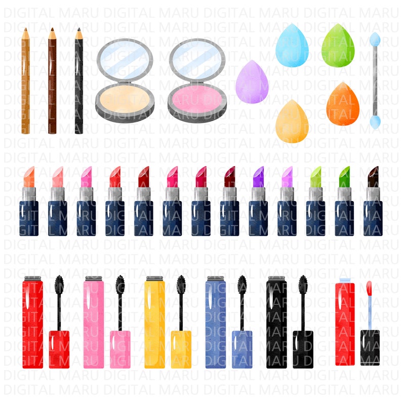Watercolor Makeup Clipart / Beauty Clipart / Cosmetics Clipart ...