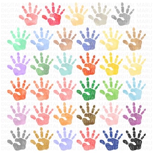Watercolor Handprint Clipart / Hand Clipart / Painted Hands / Handprint ...