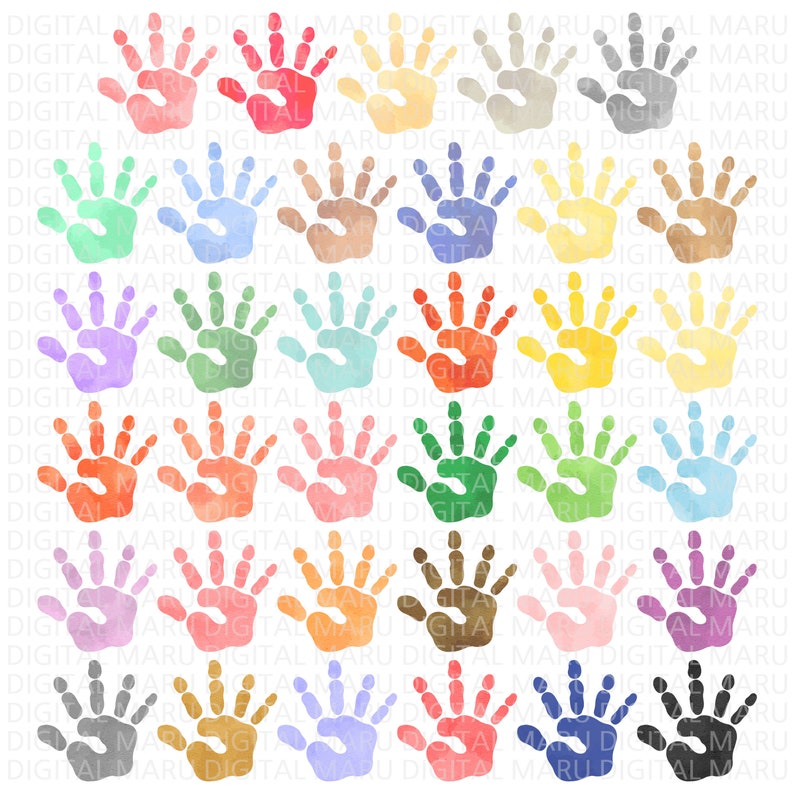 Watercolor Handprint Clipart / Hand Clipart / Painted Hands / Handprint ...