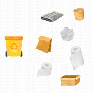 Watercolor Recycle Clipart / Recycling Trash Clipart / - Etsy