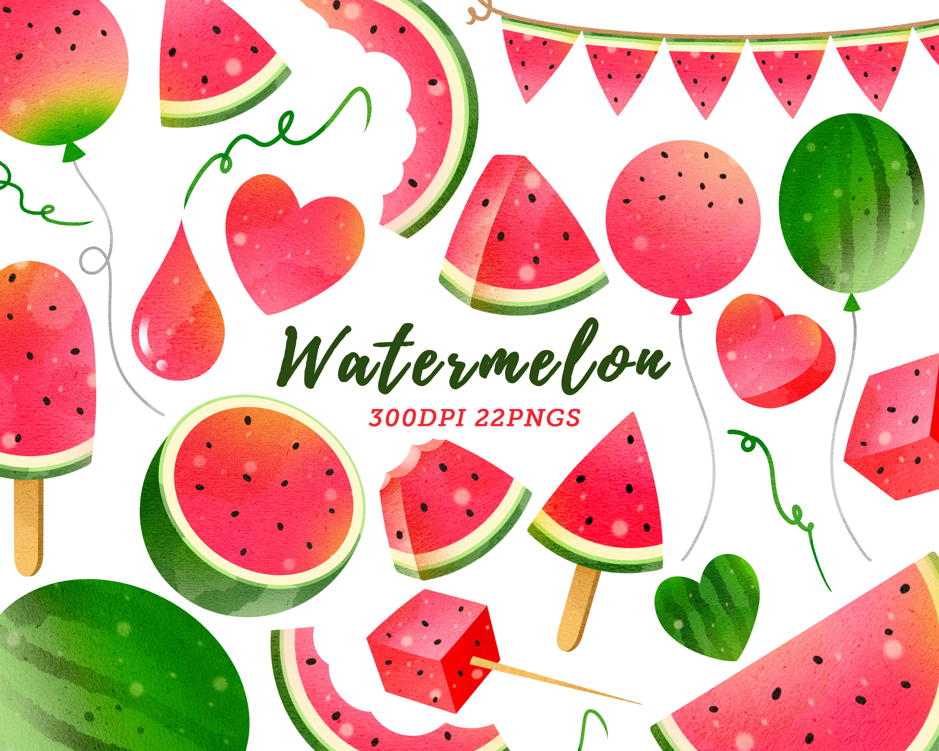 Watercolor Watermelon Clipart / Watermelon Summer Download / Watermelon ...