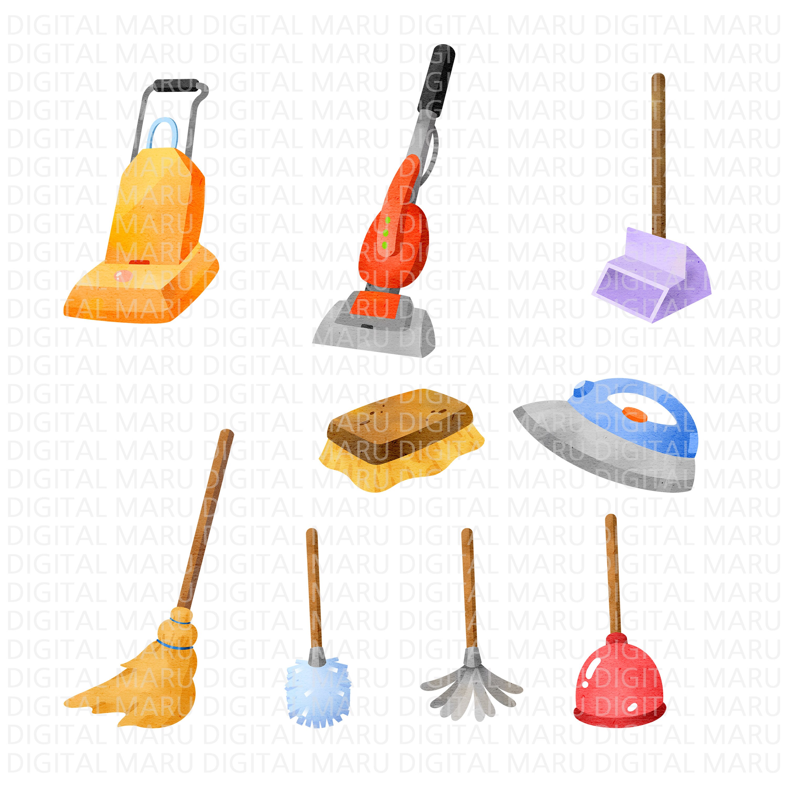 Watercolor Cleaning Clipart / Chores Clipart / Household Chores ...