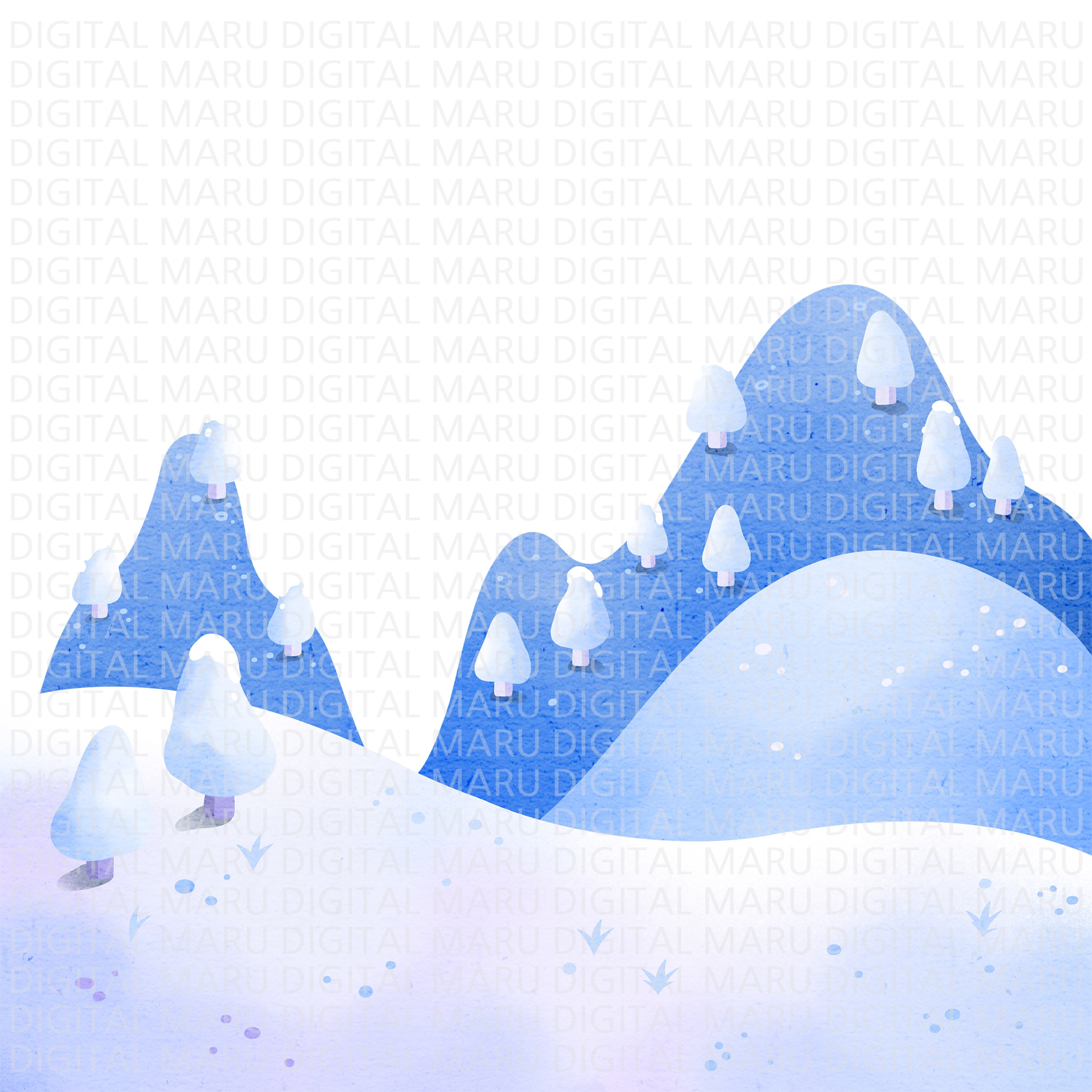 Watercolor Snowdrift Clipart / Snowy Hills Clipart Clipart / Winter ...