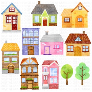 Watercolor Houses Clipart / Home Clipart / Cottage Clipart / House ...