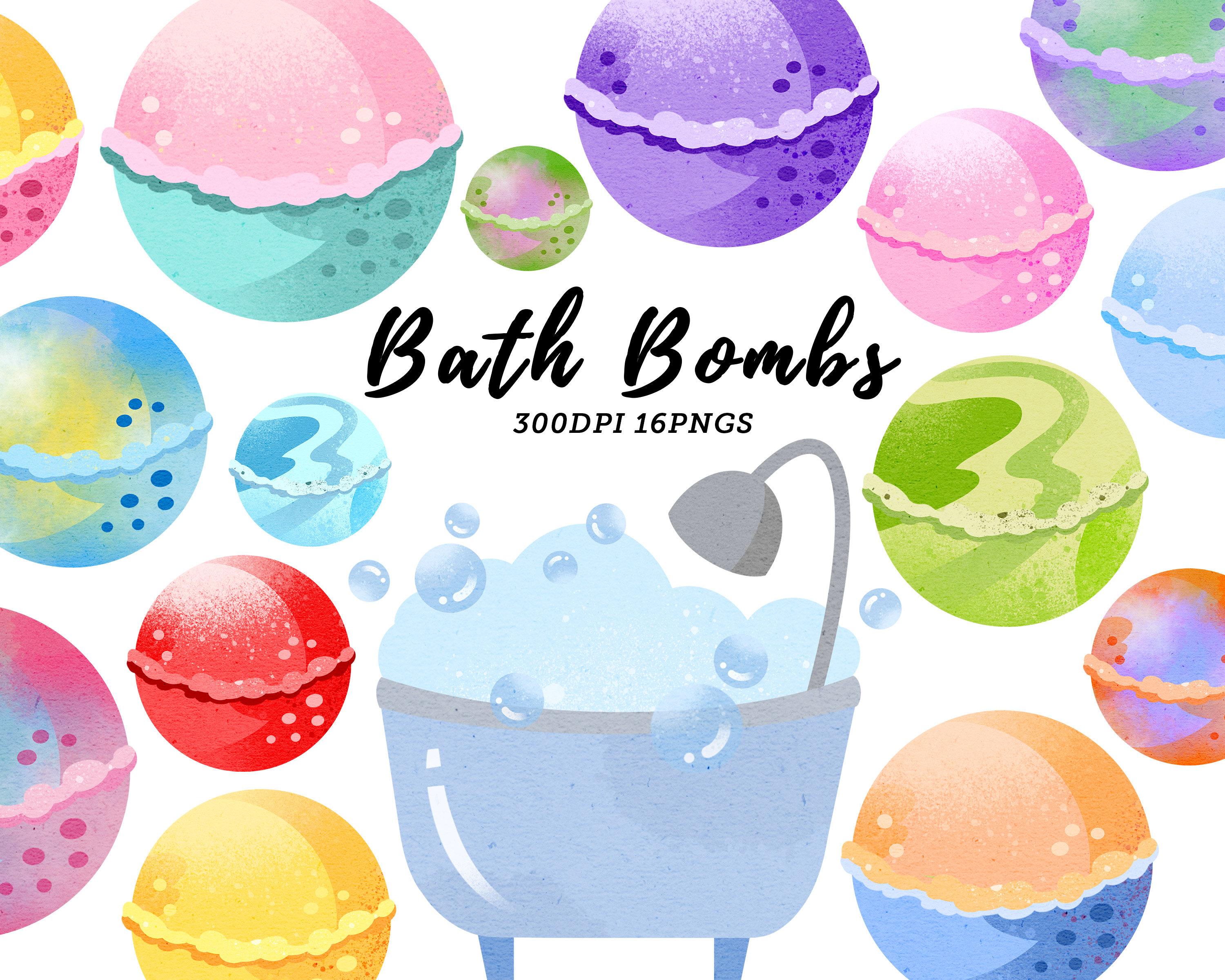 Watercolor Bath Bombs Clipart / Soap Clipart Download / Bath | Etsy