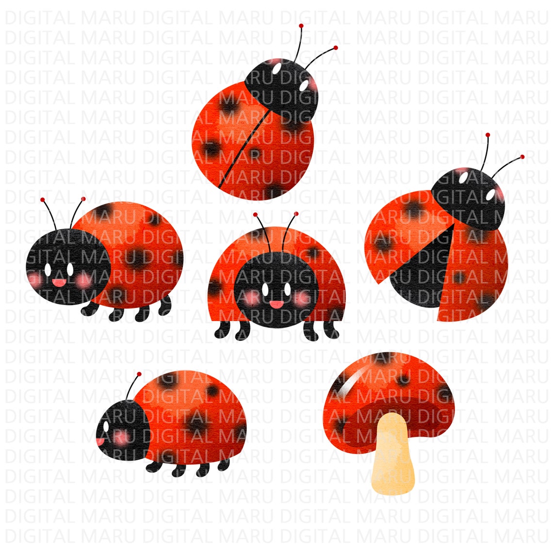 Watercolor Ladybugs Clipart / Sweet Ladybug Download / Flying - Etsy