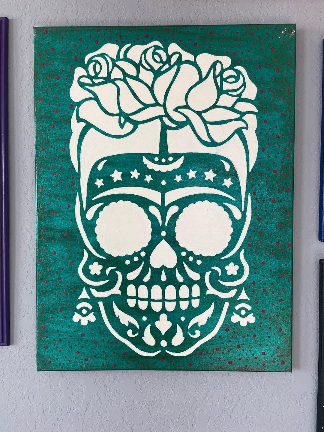 Frida Kahlo Stencil Acrylic Canvas Painting, 24x18 Painting, Wall Art ...