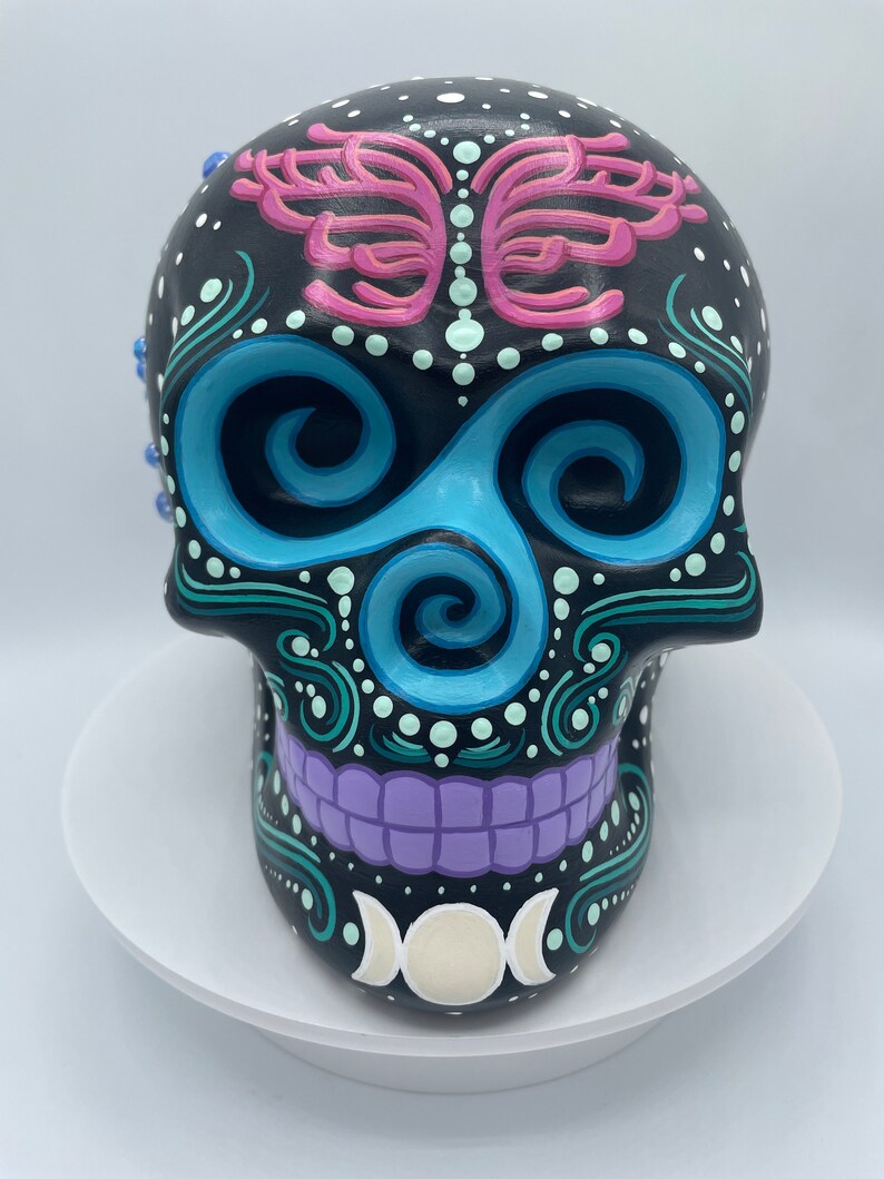 Aquarius Sugar Skull, Zodiac Sign, Air Sign, Ceramic, Hand Painted, Original Art - Etsy