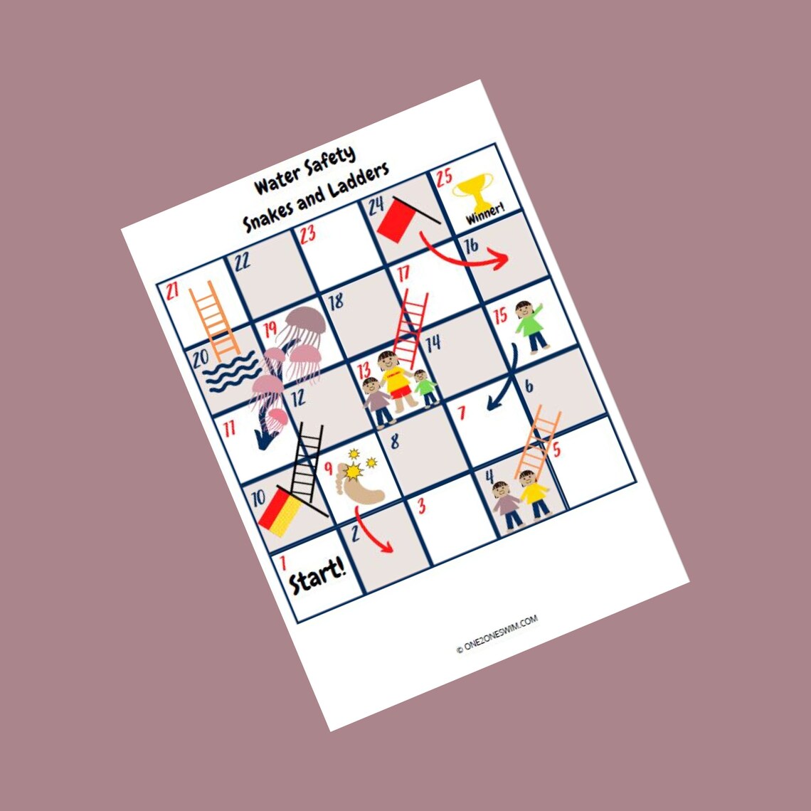 Water Safety Snakes and Ladders Family Board Game Instant Printable ...