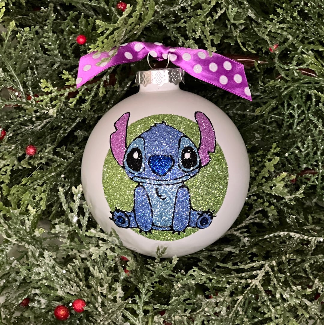 Hand Painted Stitch Personalized Glitter Ornament - Etsy