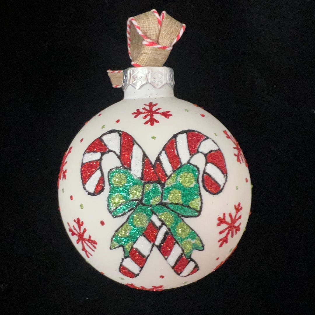 Hand Painted, Candy Cane Christmas Ornament - Etsy