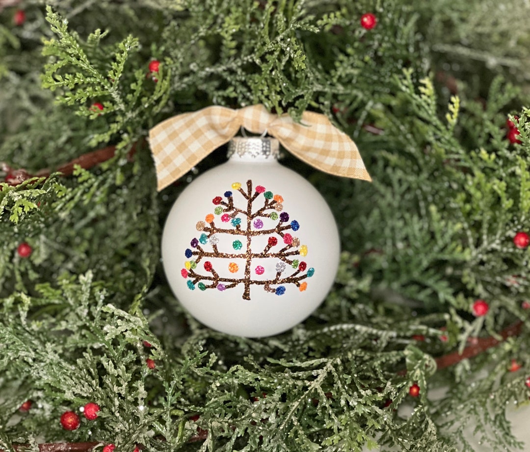 Hand Painted Colorful Tree Personalized Glitter Ornament - Etsy