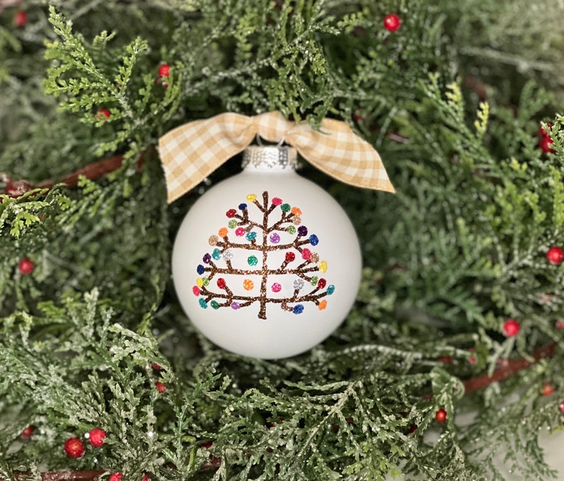 Hand Painted Colorful Tree Personalized Glitter Ornament - Etsy