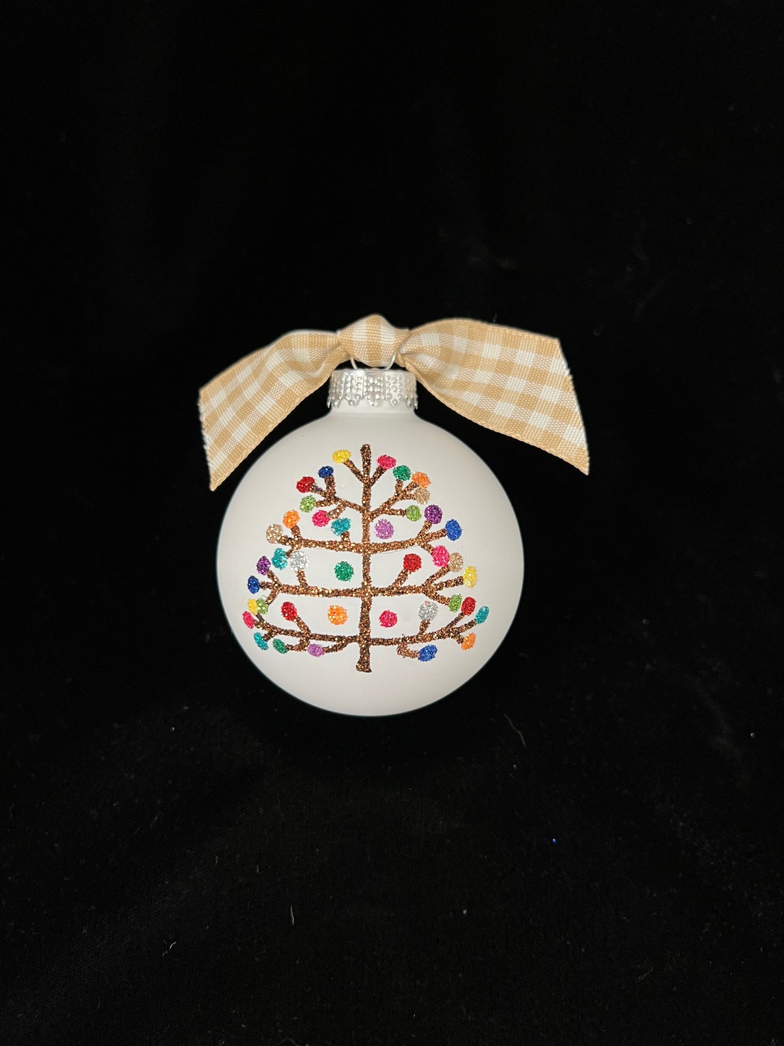 Hand Painted Colorful Tree Personalized Glitter Ornament - Etsy