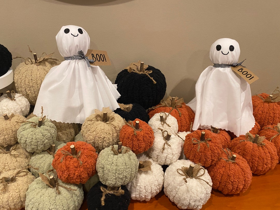 Yarn Pumpkins Set of 2 - Sherpa Yarn Wrapped Pumpkins - Fall Decor ...