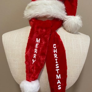 Santa Scarf With Bells Red Soft Fuzzy Christmas Accessory Jingle Red ...