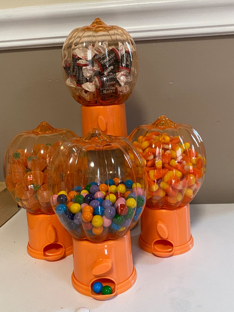 Mini Gumball Machine Candy Dispenser PUMPKIN Candy Machine 6.5” Can Be ...