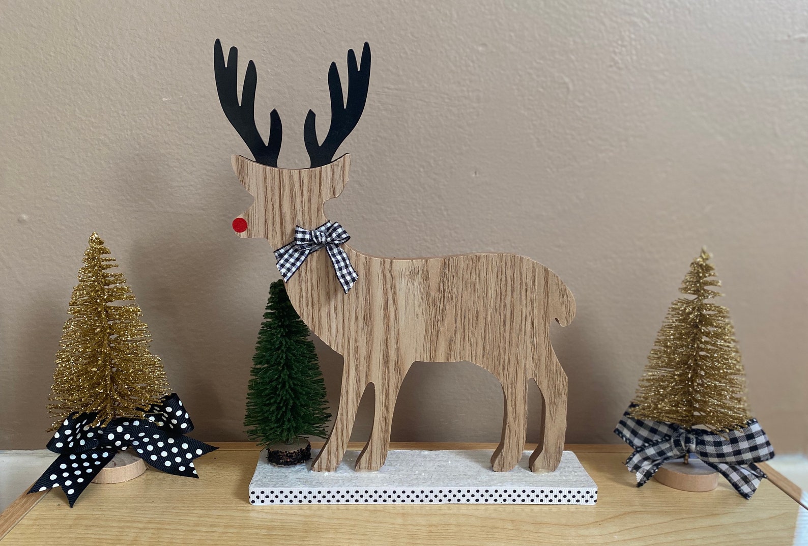 Wood reindeer standing wooden Rudolph custom decorated | Etsy