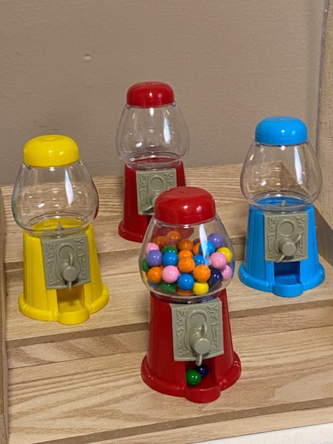 Mini Gumball Machine Candy Dispenser Choice of Color 5" RED Blue YELLOW ...