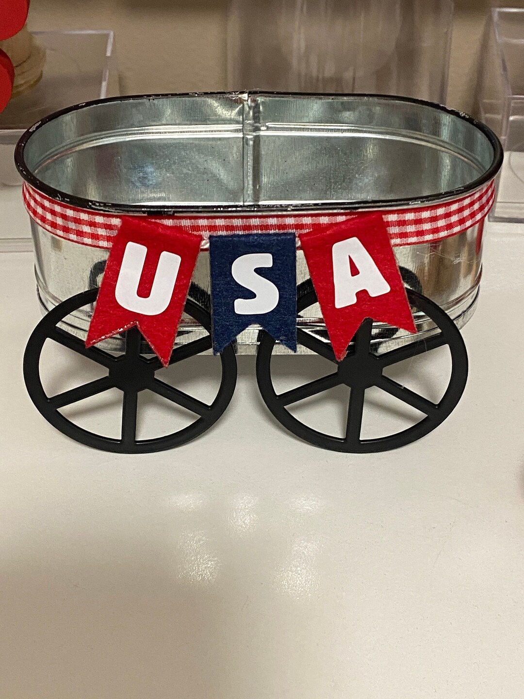USA Wagon - Little Wagon Candy Dish - Patriotic Tiered Tray - USA Felt ...