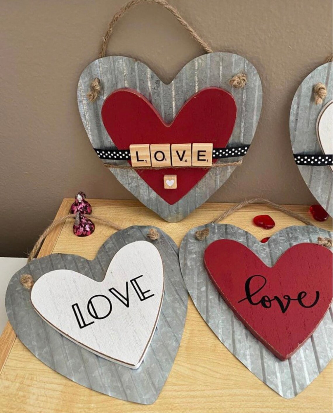Heart Wall Decor Wood Metal Sign LOVE Home Sweet Home - Etsy