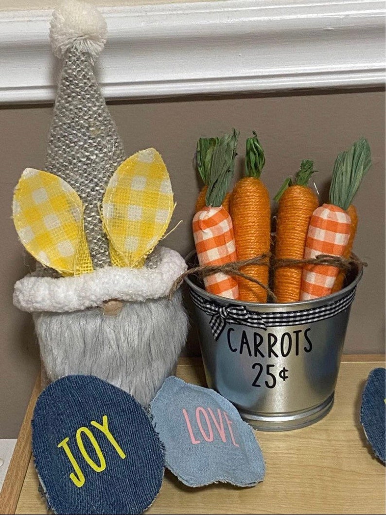 Spring Tiered Tray Decor Bucket of Carrots Buffalo Checkered - Etsy