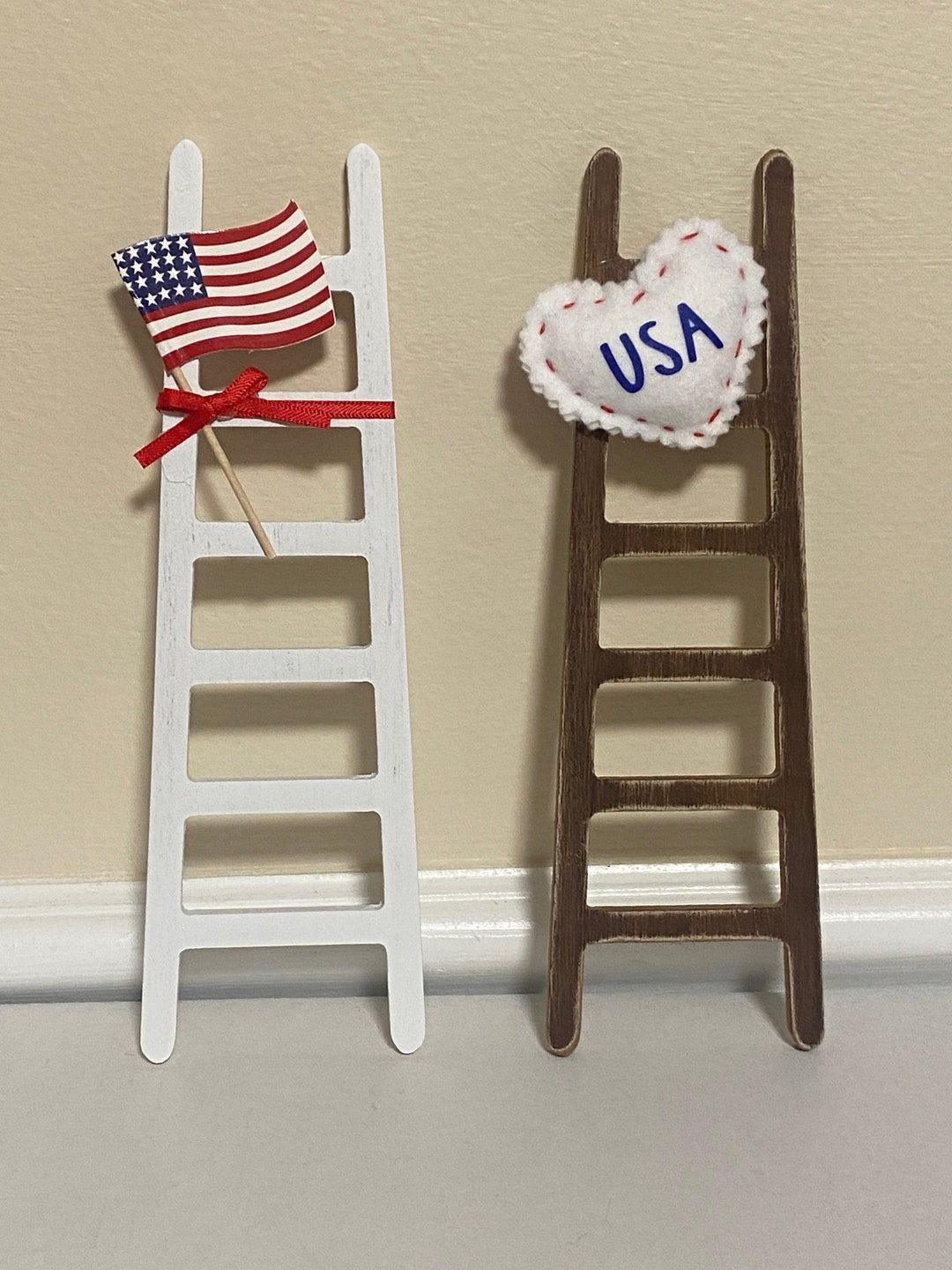 USA Ladder - Mini Ladder Tiered Tray Decor - Patriotic Tray Decor ...