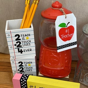 Glass Gumball Jar Machine #1 Teacher Appreciation Gift With Wood Tag ...