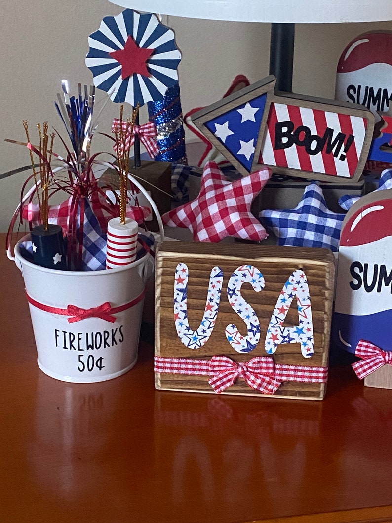 4th of July Decor Patriotic Decor Fireworks Bucket - Etsy