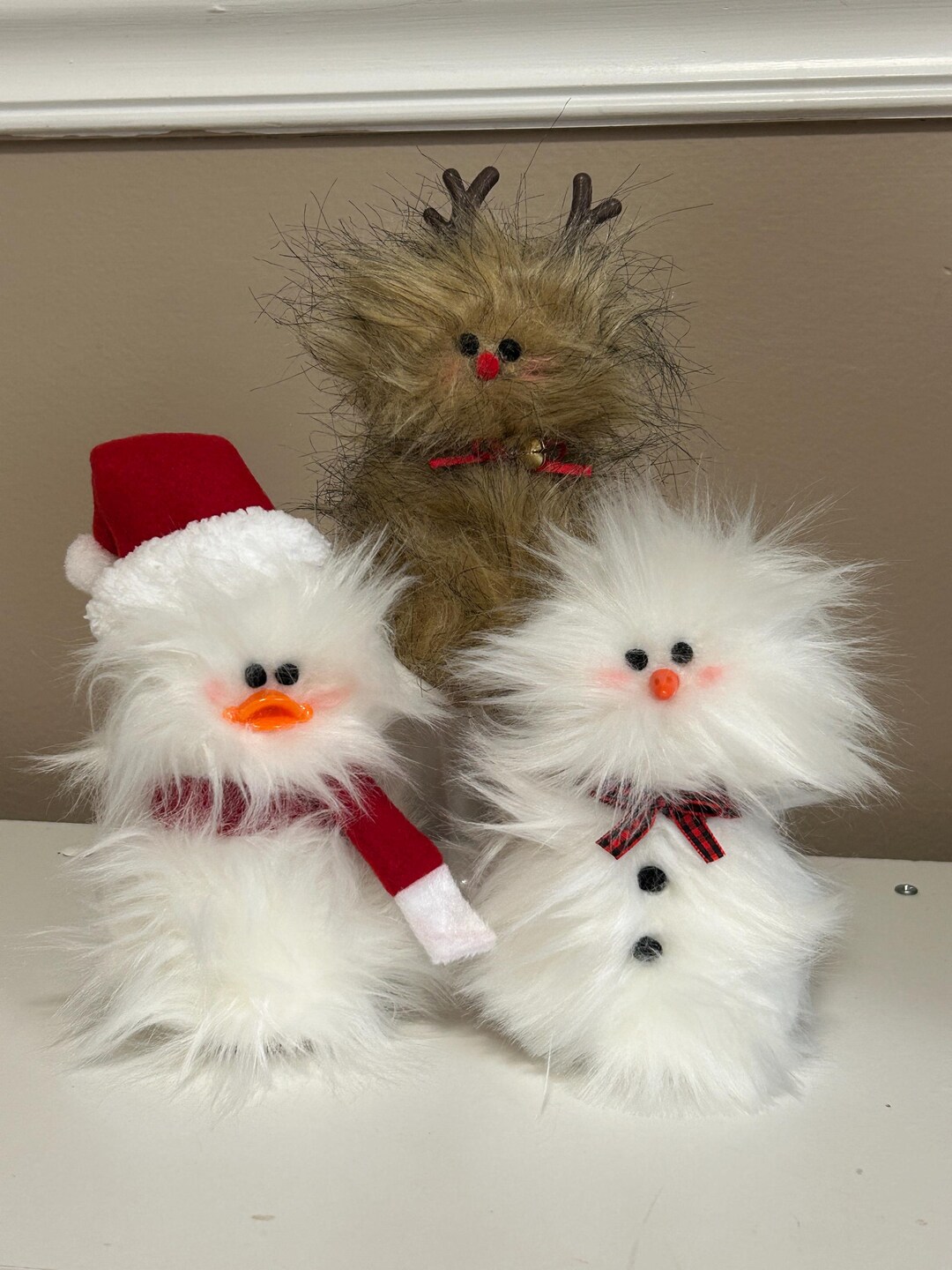 Frazzled REINDEER SANTA SNOWMAN Faux Fur Frosty Rudolph Santa Duckling ...
