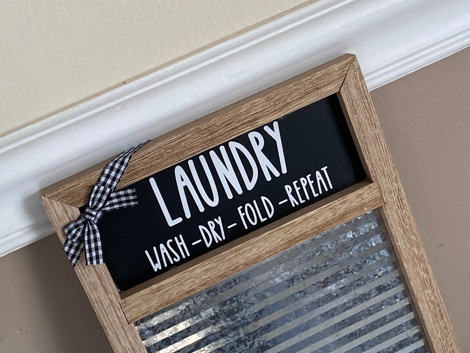 Laundry Room Decor - Washboard Sign - Wash Dry Fold Repeat - Farmhouse ...