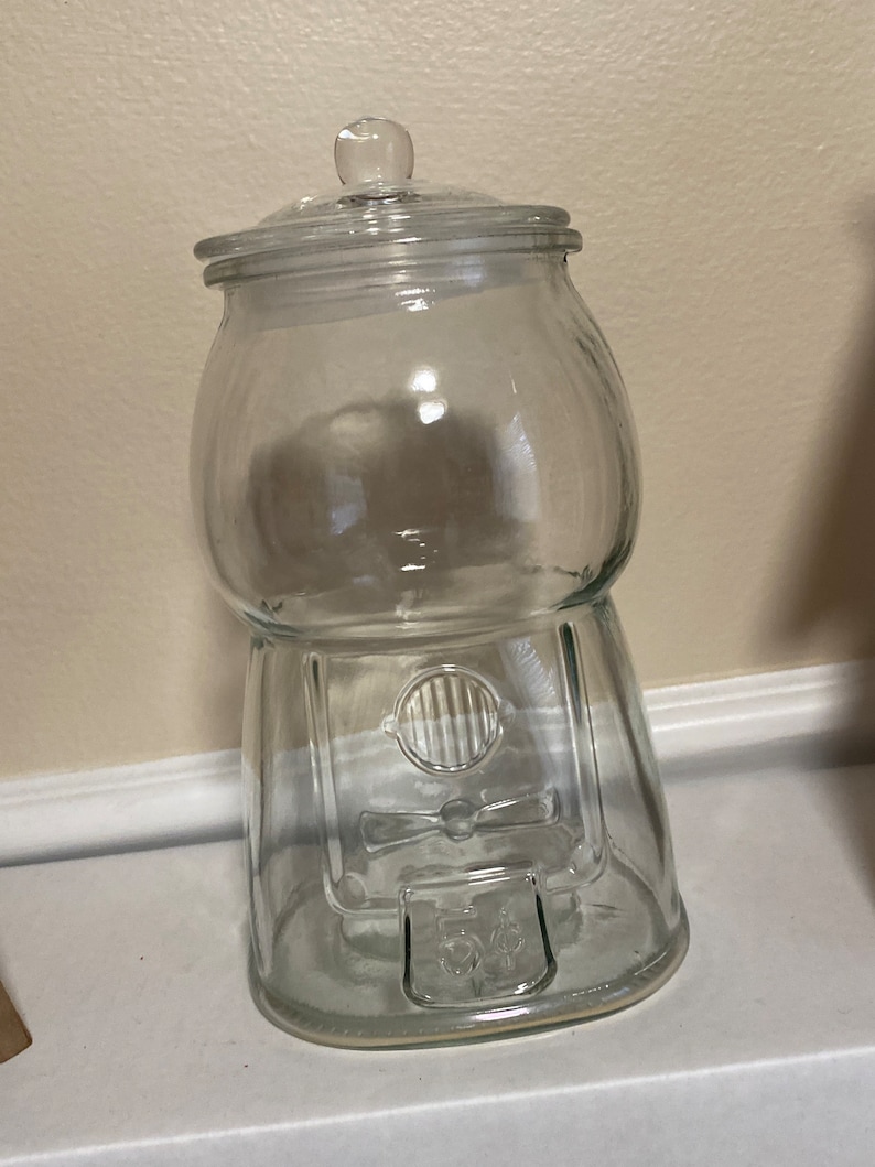 Assorted 8" Glass Gumball Machine Jar With Lid Candy Holder Cookie Jar ...