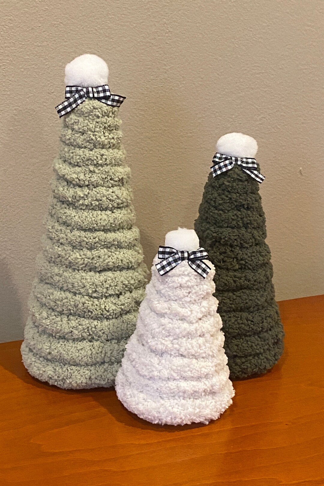 Set of Three Yarn Trees - Christmas Trees - Tiered Tray Decor - Trio of ...