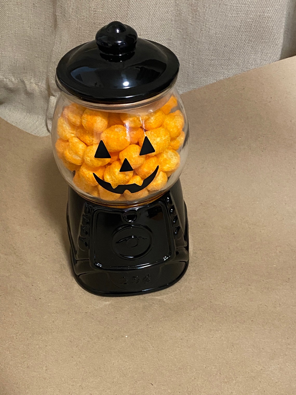 Halloween Decor Glass Gumball Machine Jack O Lantern Canister - Etsy
